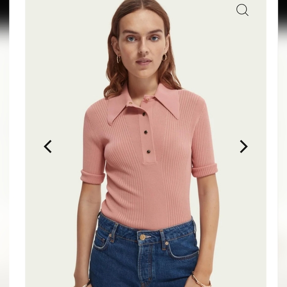 Scotch & Soda | Tops | Pink Collared Ribbed Salmon Short Sleeve Scotch ...